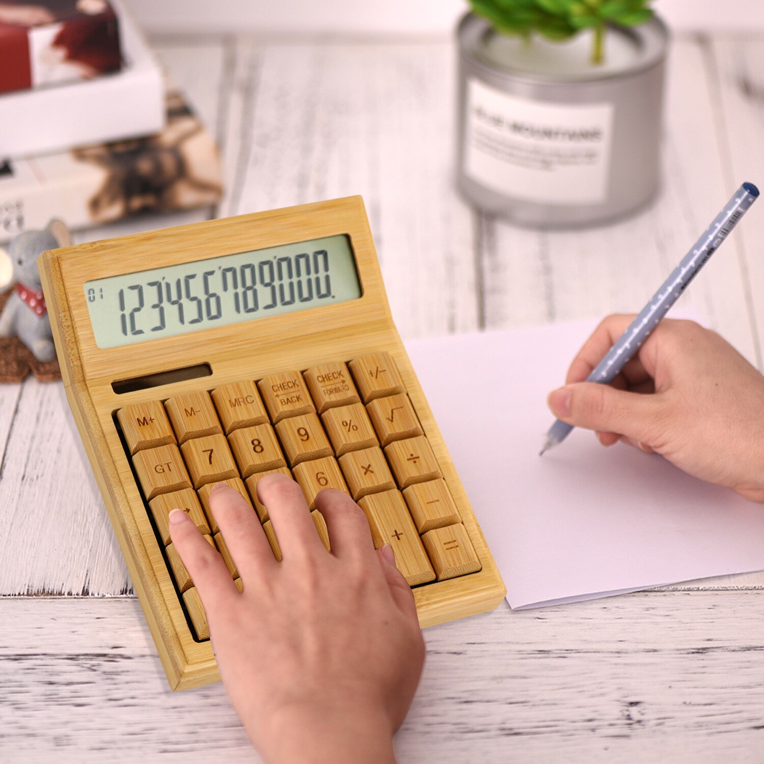 Multifunctional Bamboo Electronic Calculator Count... – Grandado