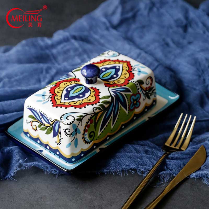 Vintage Ceramic Butter Dish Rectangular Hand Paint... – Grandado