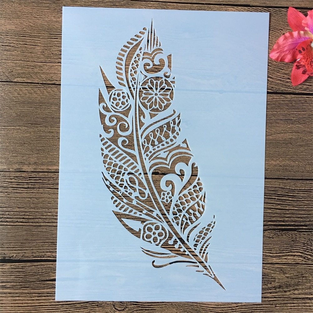 A4 29cm Mandala Big Feather DIY Layering Stencils ... – Vicedeal