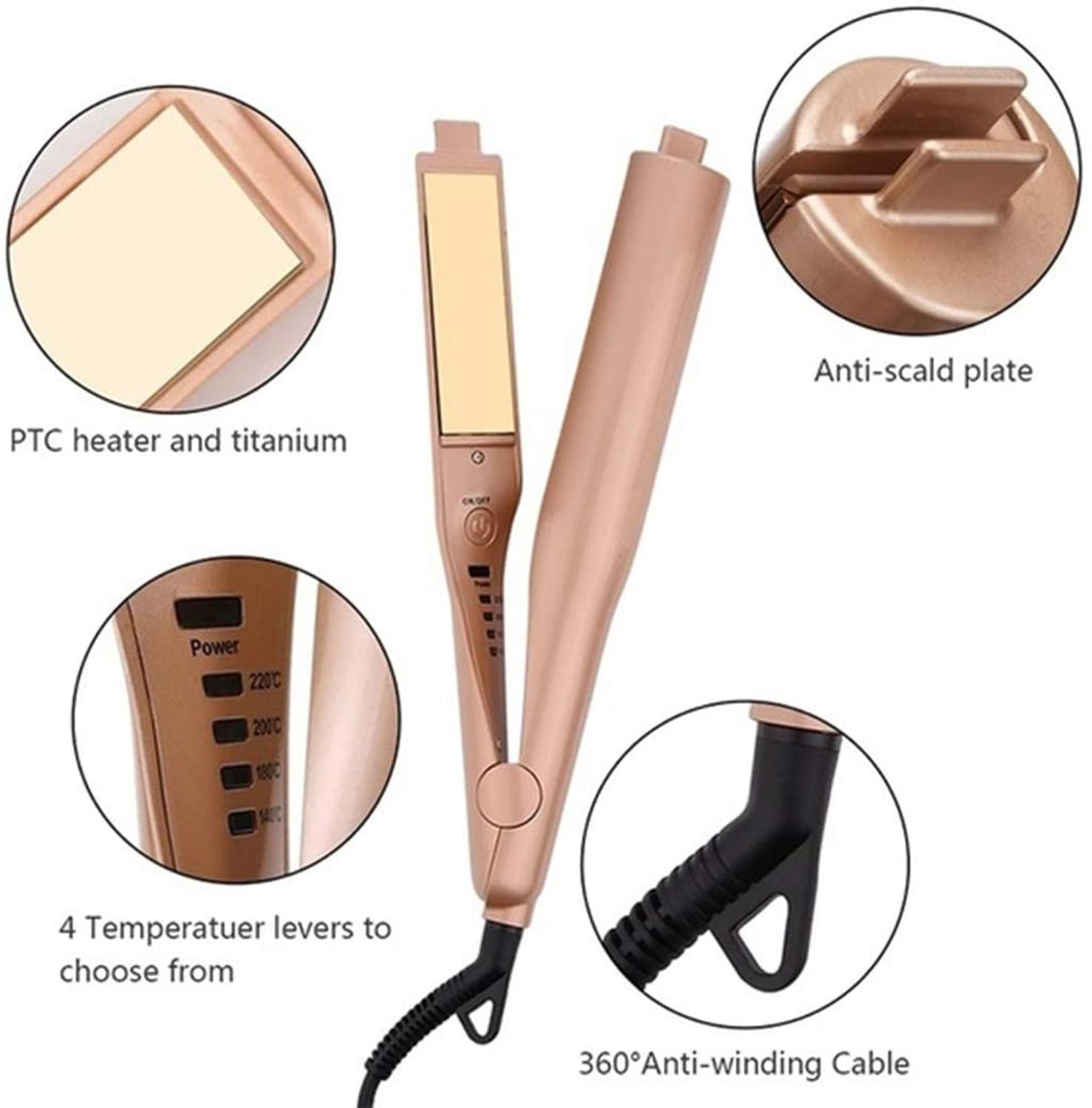 2 in 1 Gold Twist Hair Curling & Straightening Ele... – Grandado