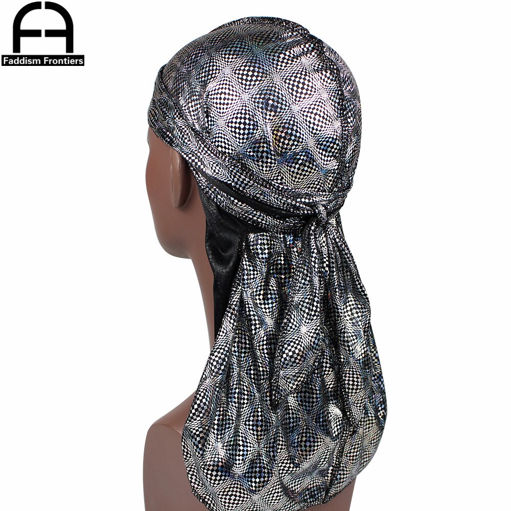 Reflective Lattice Men Silk Durag Long Straps Silk... – Grandado
