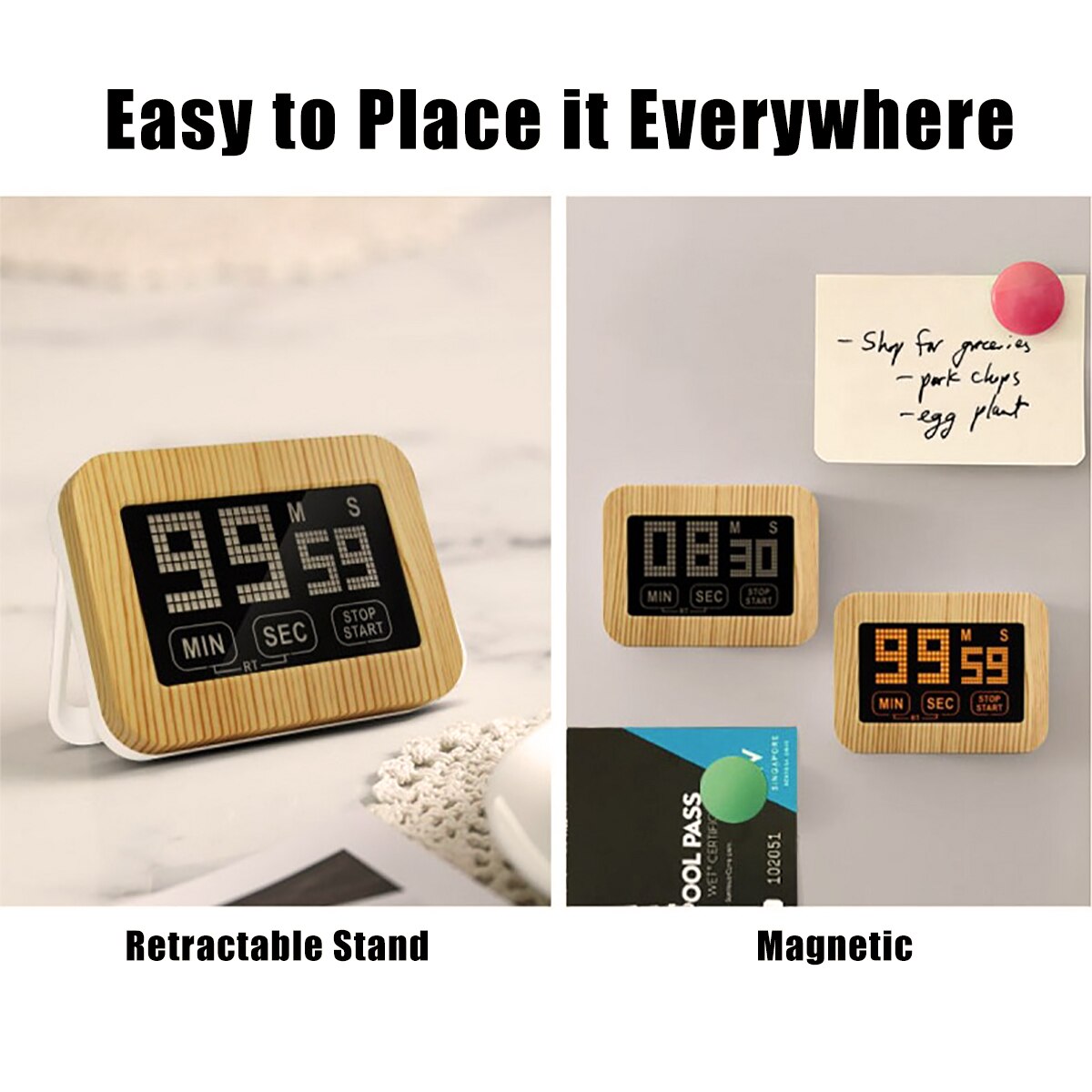 Digital Kitchen Timer Magnetic Countdown Clock Tou... – Grandado