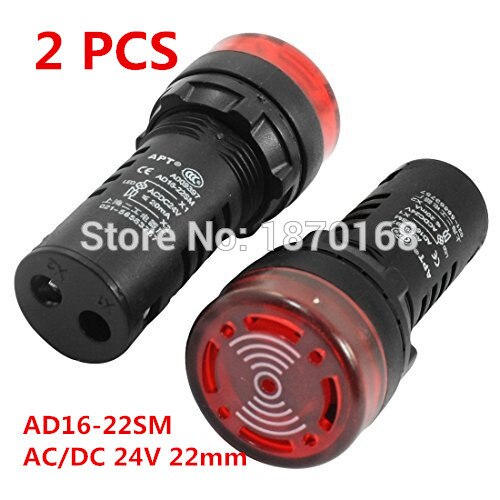 AD16-22SM AC/DC 24V 22mm Flash Light Red LED Aktiv... – Vicedeal
