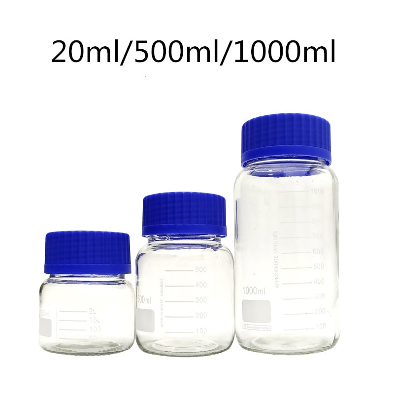 Glass threaded wide mouth bottle silk mouth blue c... – Grandado