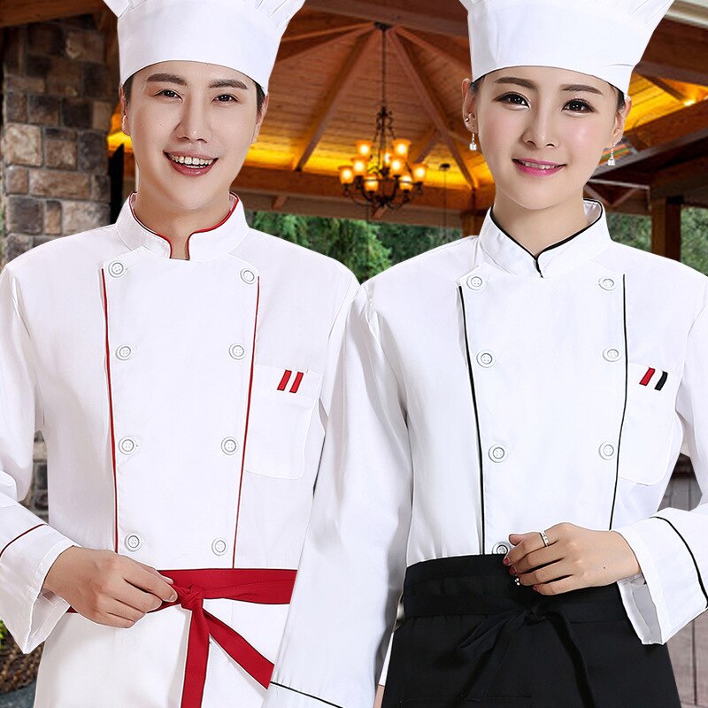 Unissex manga longa chef roupas uniformes duplo br... – Vicedeal