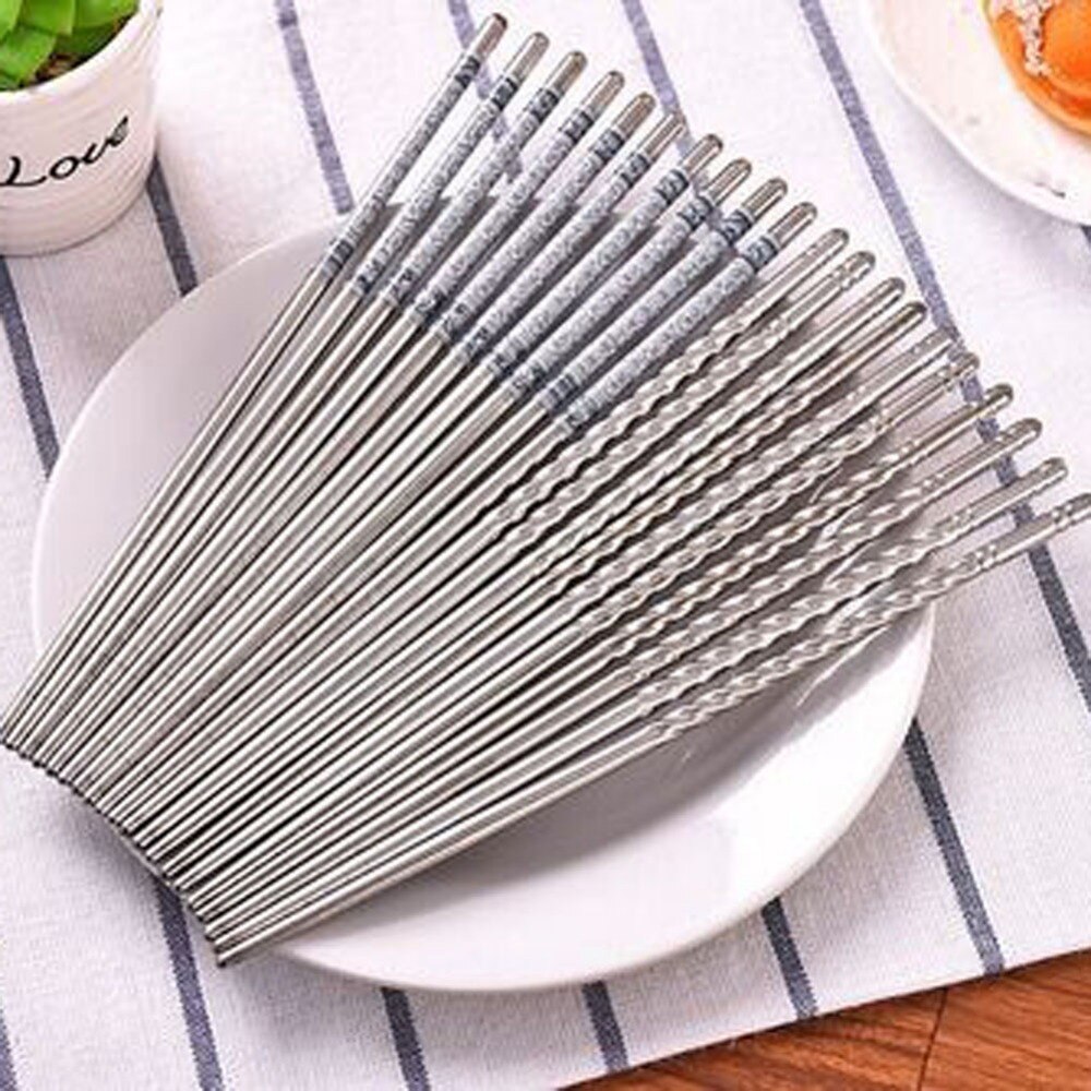 1 Pairs Stainless Steel Chopsticks Anti-skip Threa... – Grandado