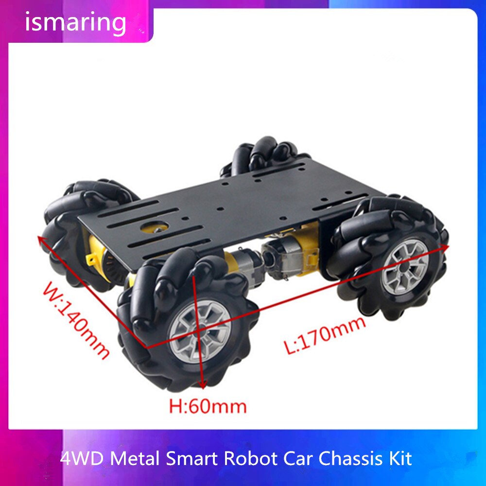 4WD Metal Smart Robot Car Chassis Kit 60mm Mecanum... – Vicedeal