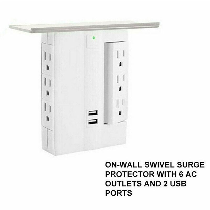 Rantion 2 USB 6 Socket Shelf Wall Outlet Plugs Sur... – Grandado