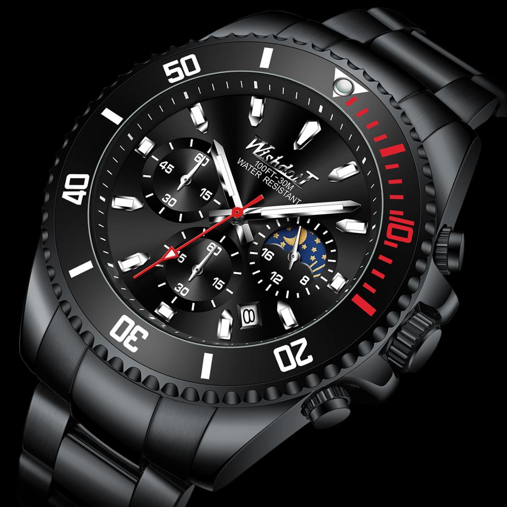 WISHDOIT Men's Watches Luxury Stainless Steel Quar... – Grandado