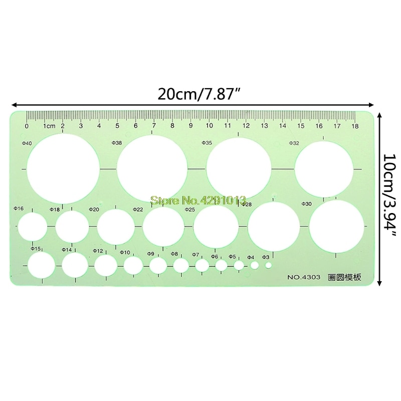 Green Plastic Circles Geometric Template Ruler Ste... – Vicedeal