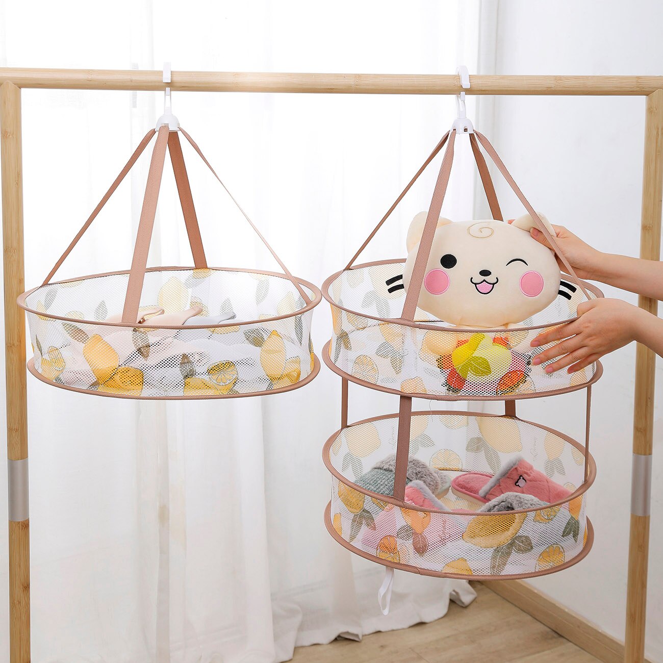 Hanging Clothes Basket Clothing Net Drying Rack – Grandado