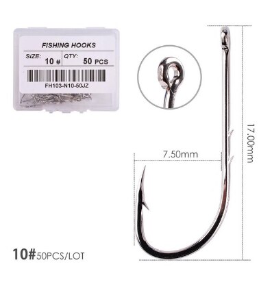 WHYY 50pcs/ box Long Shank Fishing Hook 1#-10# Fis... – Grandado