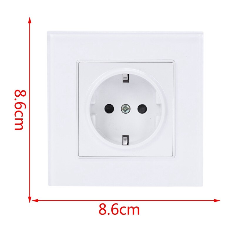 Eu Standard Power Socket,White Crystal Glass Panel... – Vicedeal