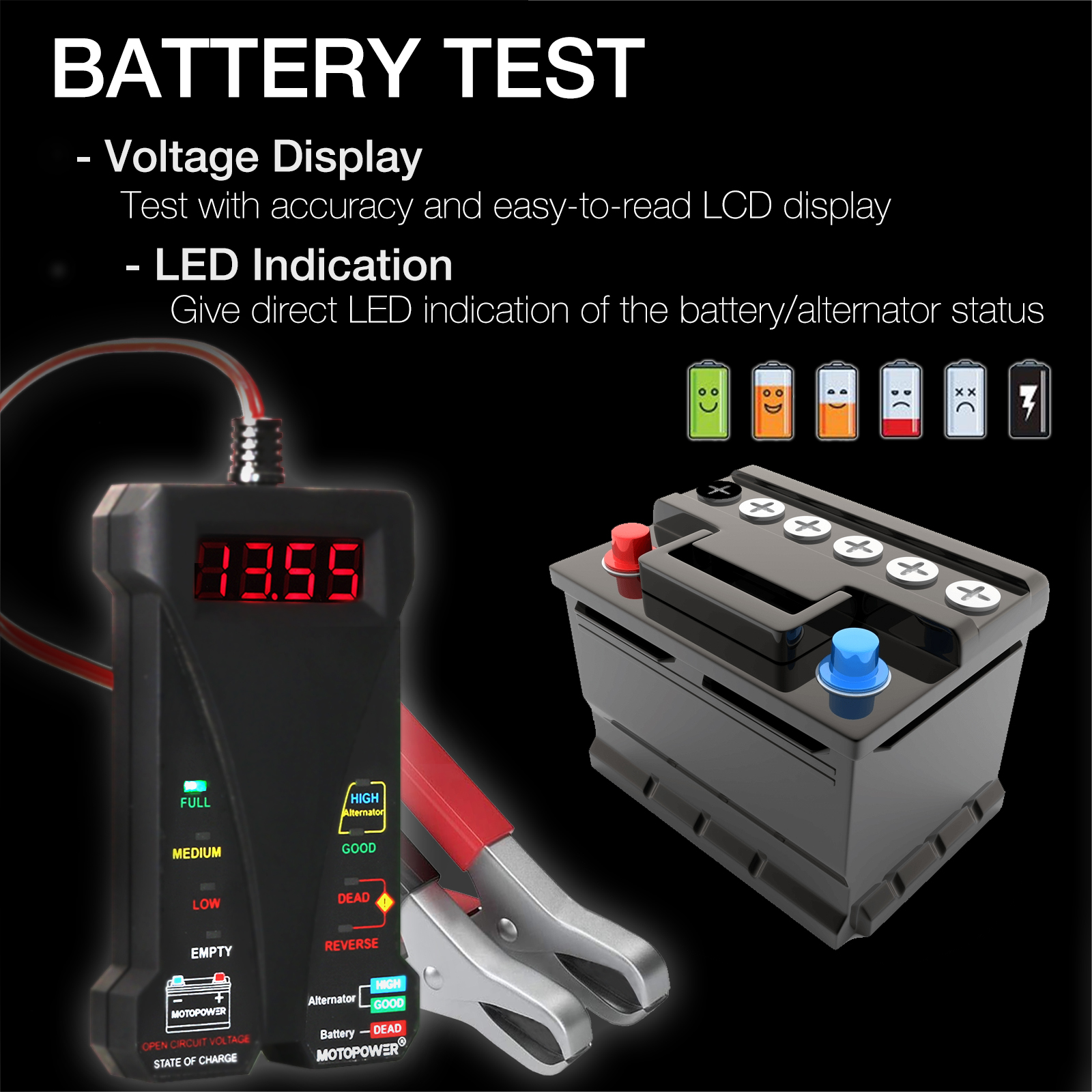 MOTOPOWER 12V Digital Car Battery Tester Voltmeter... – Grandado