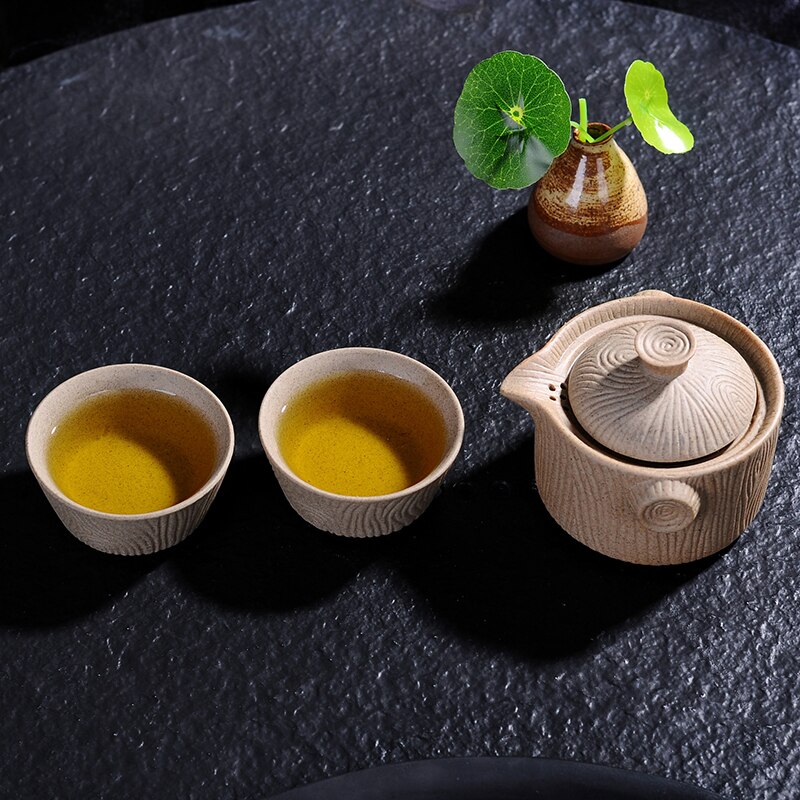 Coarse pottery Tea set Include 1 Pot 2 Cup, gaiwan... – Grandado