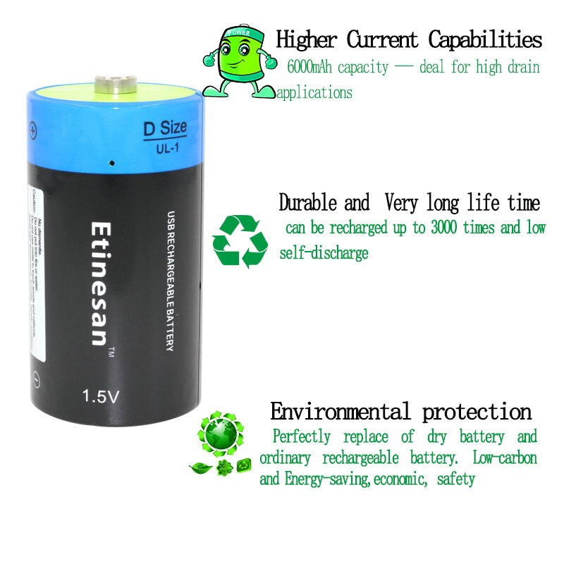 Etinesan 1.5v li-polymer 9000mWh D size rechargeab... – Grandado