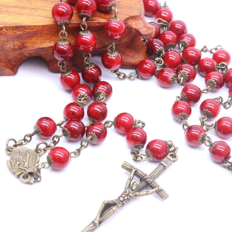 Handmade Round Bead Cross Crucifix Rosary Religiou... – Grandado