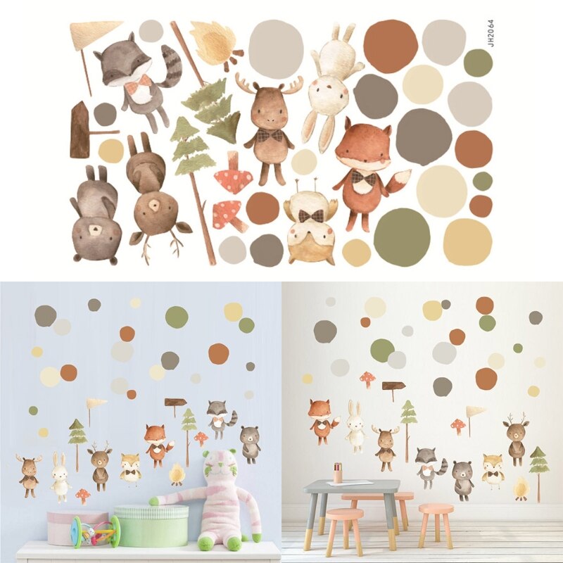 Cartoon Forest Animal Wall Stickers PVC Self-adhes... – Grandado
