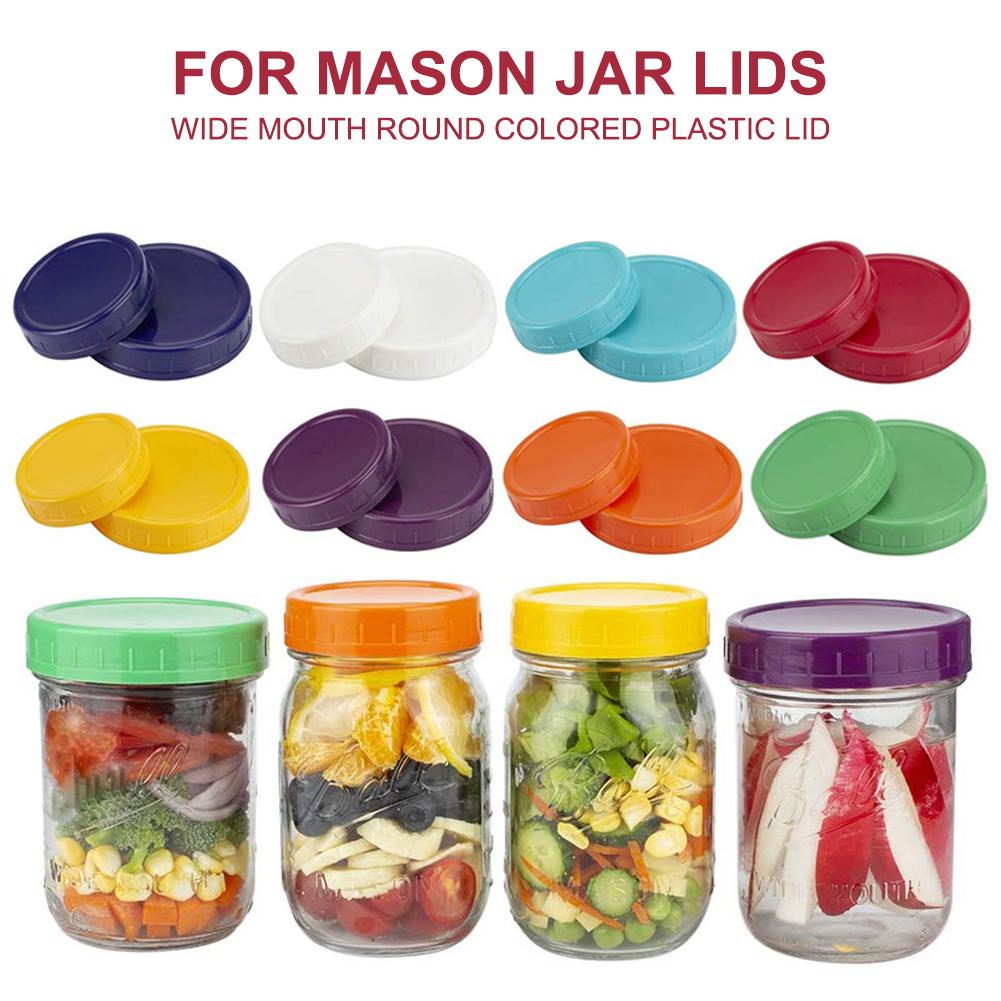 16PCS Mason Jar Lids Wide Mouth Round Colored Plas... – Grandado