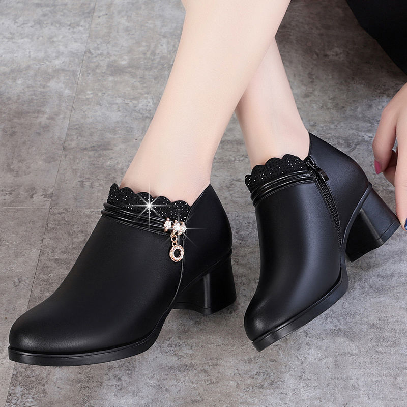 Women Pumps Shoes Woman Leather Wedges Thick High ... – Grandado