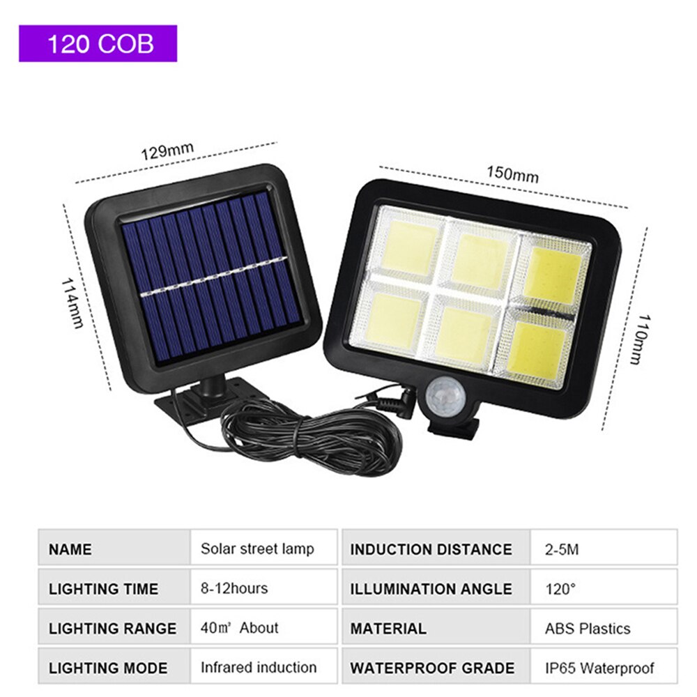 120 LED COB Solar Light Wall Lamp Outdoor Garden P... – Grandado