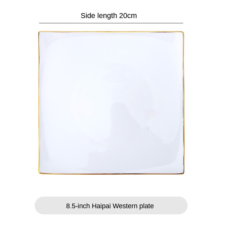 Bone China Square Dinner Plates with Golden Rim No... – Vicedeal