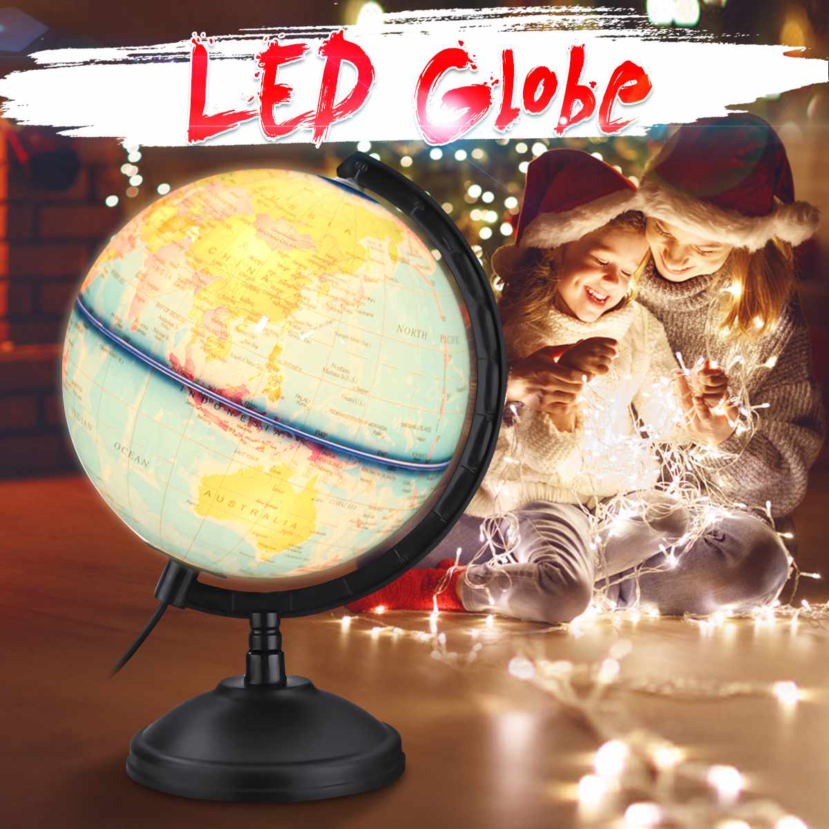 360 Rotation World Globe Map LED Light with Stand ... – Grandado