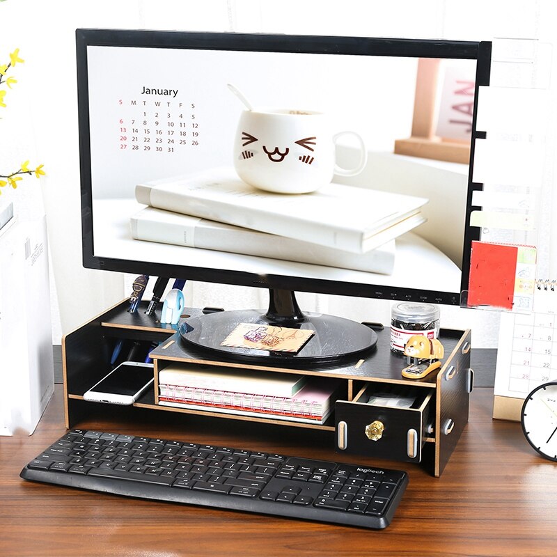 Wooden Monitor Stand Riser Computer Desk Organizer... – Vicedeal
