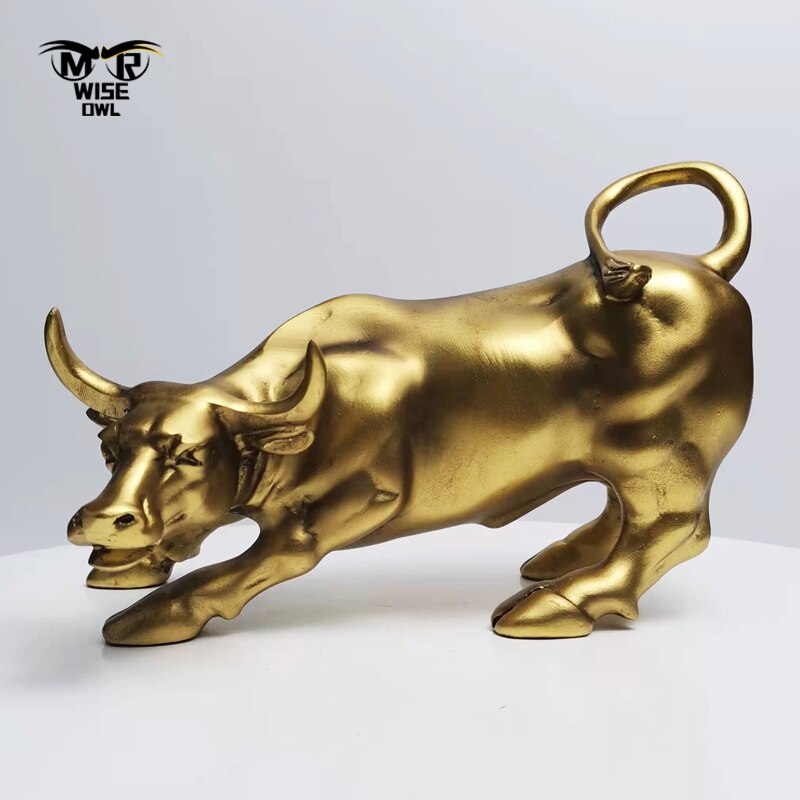 Resin Golden Wall Street Bull Statues Modern OX Fi... – Vicedeal