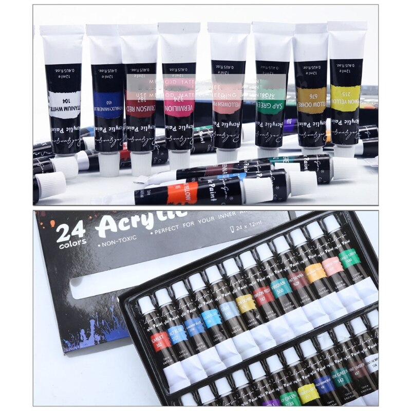 12/24 Colors Watercolor Acrylic Paint Set Oil Pain... – Grandado