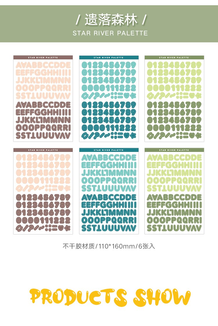 6 Sheets /Pack Gradiënt Letters En Cijfers Interes... – Grandado