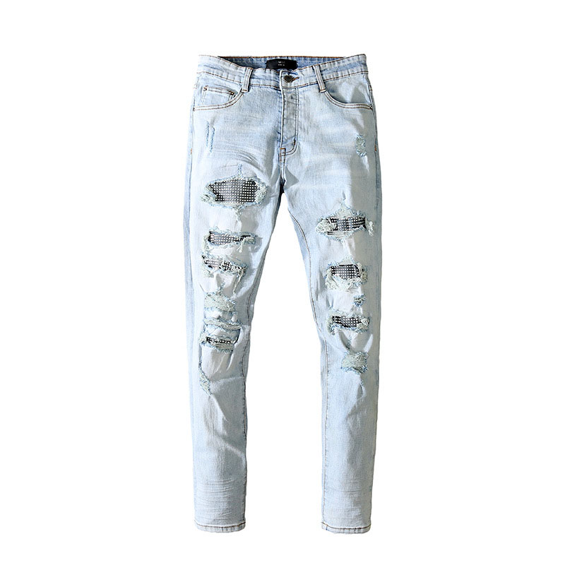 casual male trousers light-colored ripped men'... – Grandado