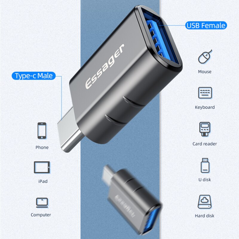 Essager Usb USB-C Male Naar Micro Usb Type-C Vrouw... – Grandado