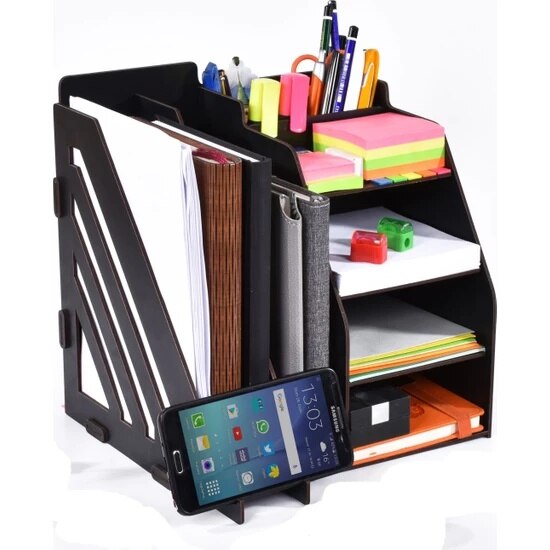 Wooden City Desktop Office Organizer Brown Table P... – Grandado
