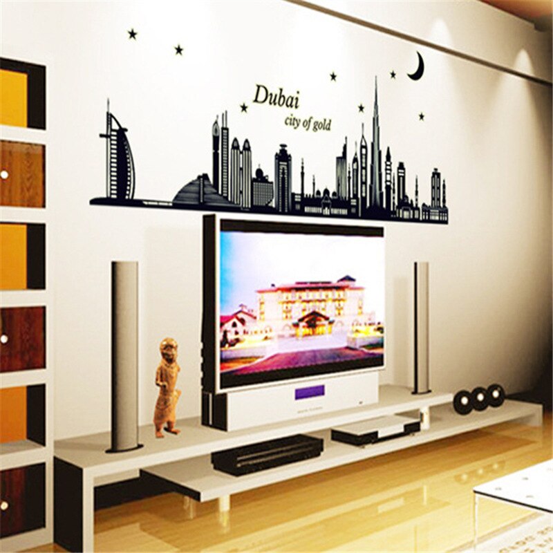 Fluorescent Dubai City Complex Landscape Wall Stic... – Grandado