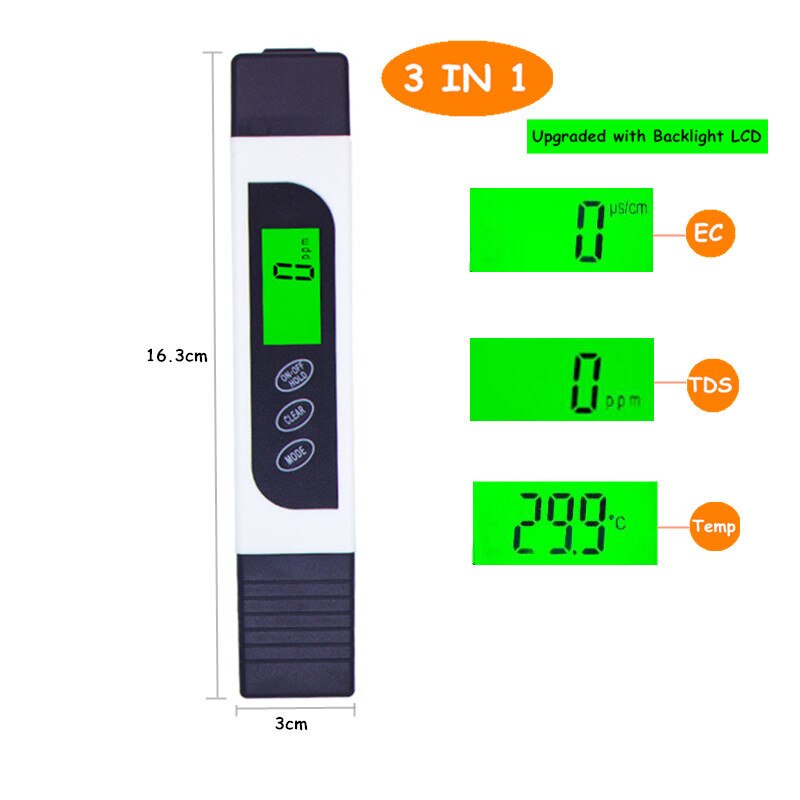 TDS EC Meter Temperature Tester pen 3 In1 Function... – Grandado