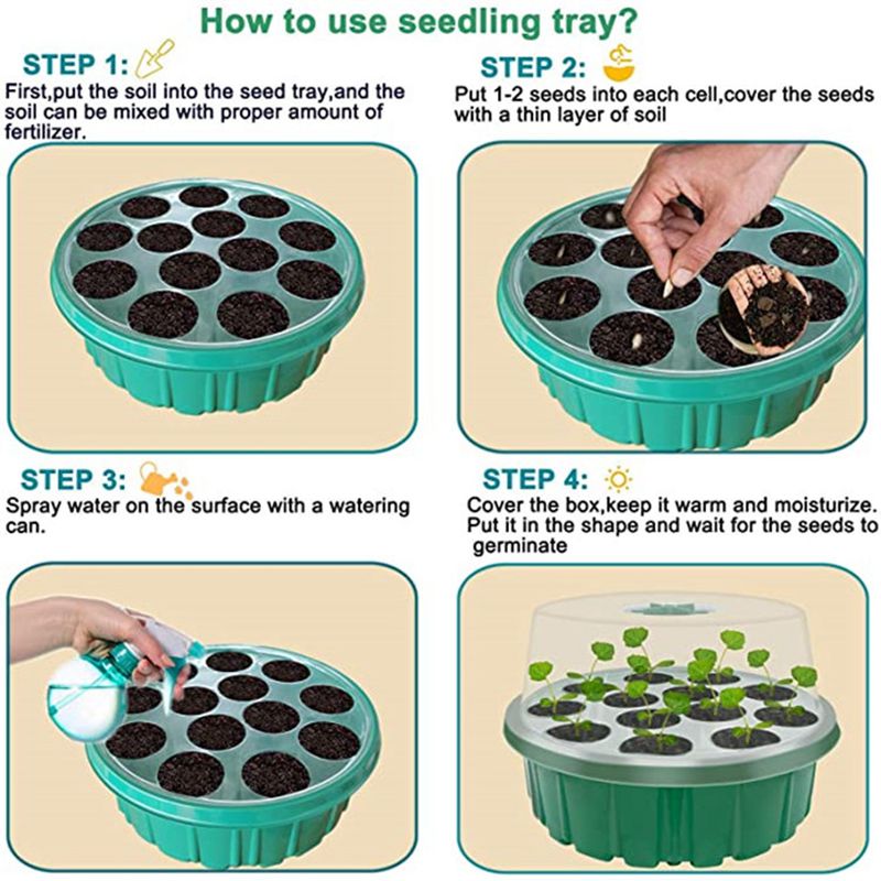 12 holes Planting Seed Tray Kit Plant Germination ... – Grandado
