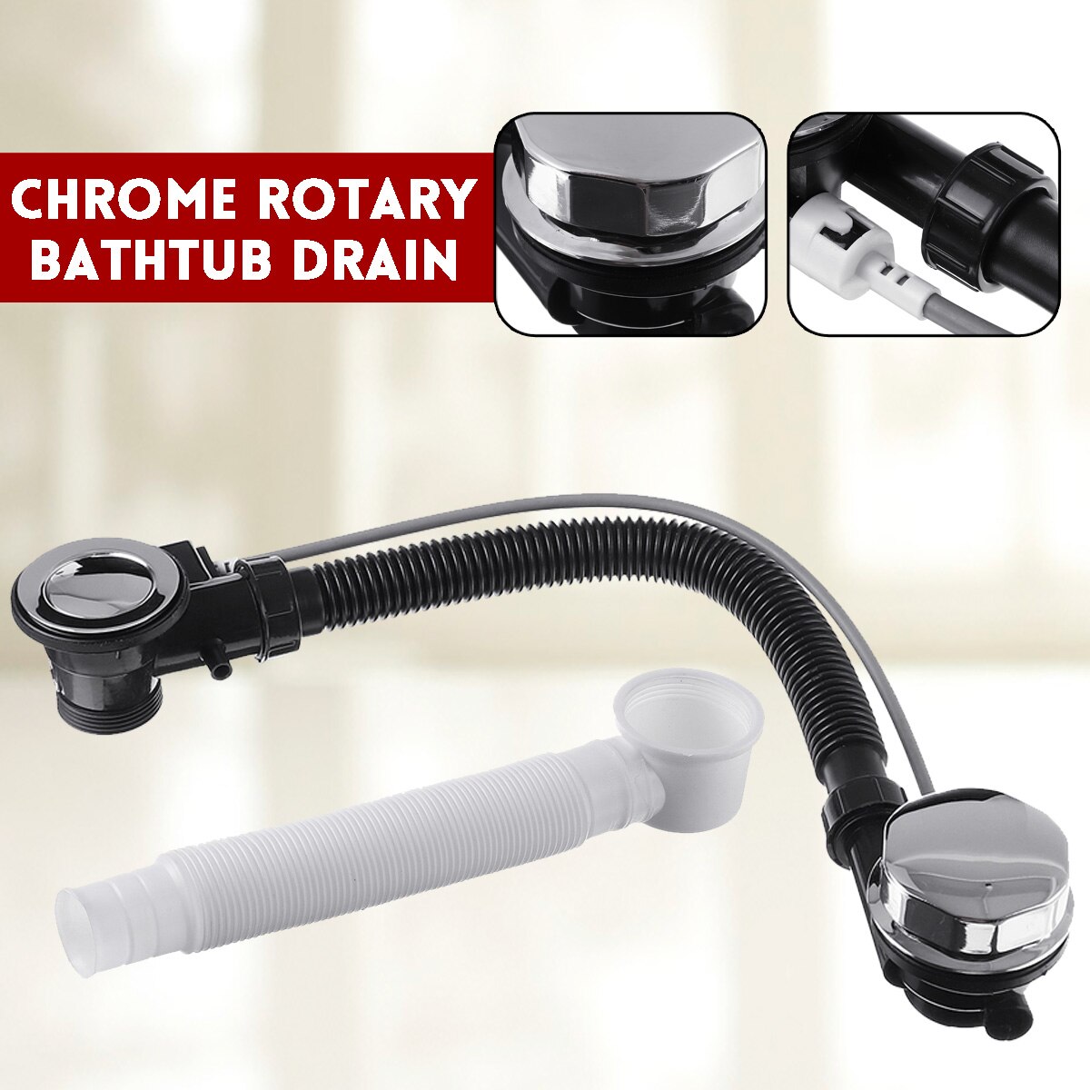 Brass Drain Bathroom Rotary Bath Tub Overflow Up P... – Grandado