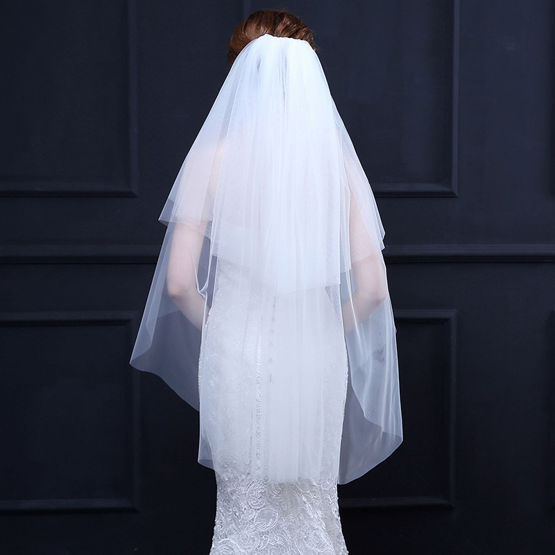 White Ivory Two Layers Bridal Veils Wedding Simple... – Vicedeal