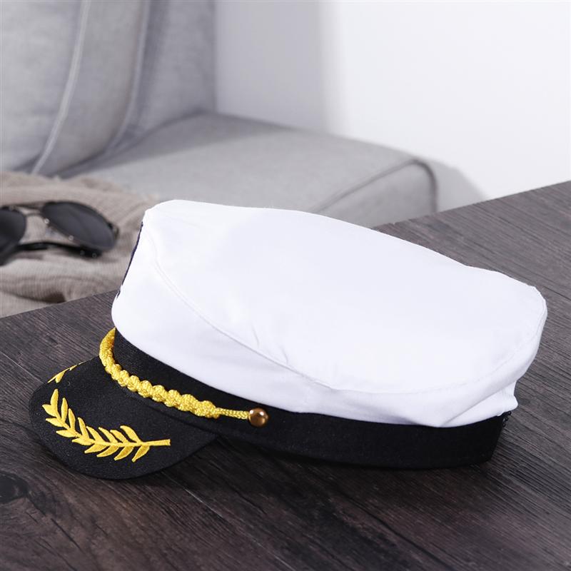 Captain Hat Navy Blue - Adult Yacht Boat Admiral Costume Hat With White ...