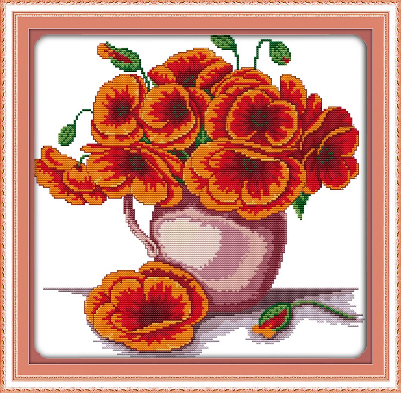 The colorful flowers cross stitch kit flower 18ct ... – Grandado