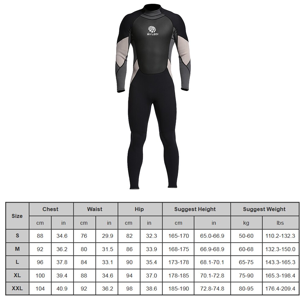 Men's Neoprene Wetsuit One-Piece Full body 3mm Bac... – Grandado