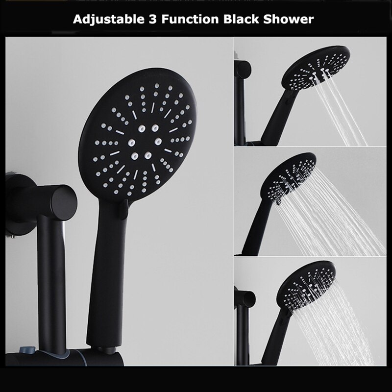 Adjustable Black Shower Head Shower Riser Slide Ba... – Grandado