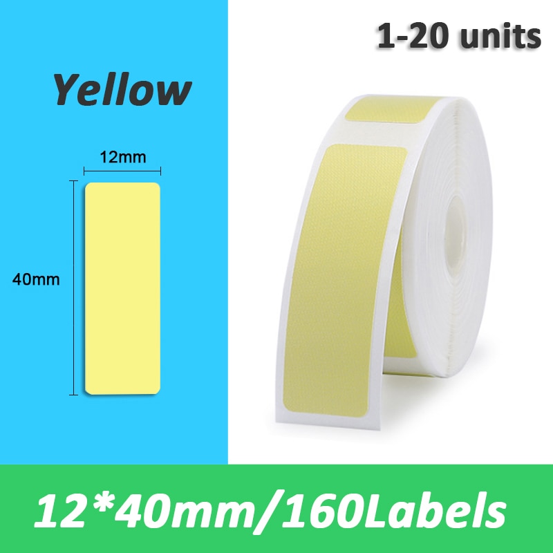 Yellow 12x40mm label for Niimbot D11 Wireless labe... – Grandado