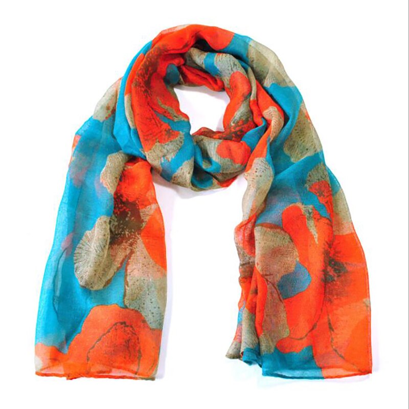 Flower Print Scarf Summer Patchwork Ladies Scarves... – Grandado