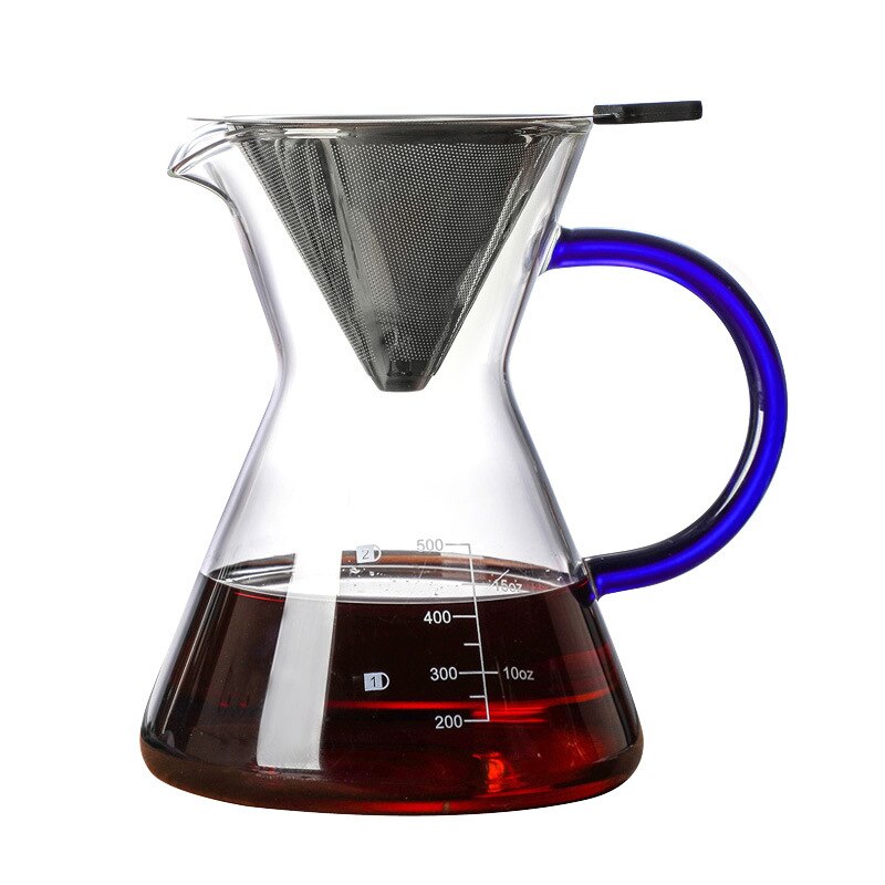 500ml Color Handle Coffee Pot Hand Punch Glass Cof... – Grandado