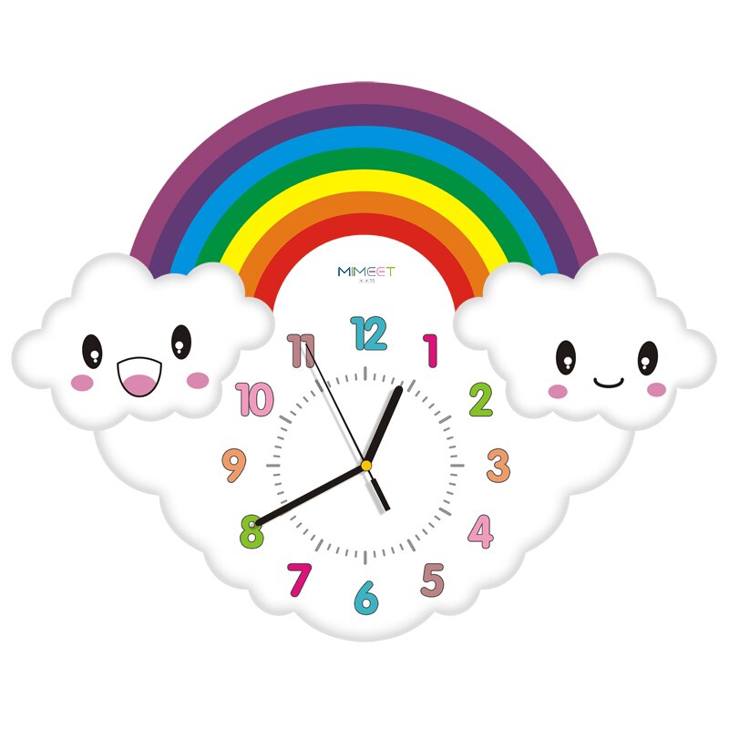 Cartoon Kids Large Wall Clock Rainbow 3d Kindergar... – Grandado