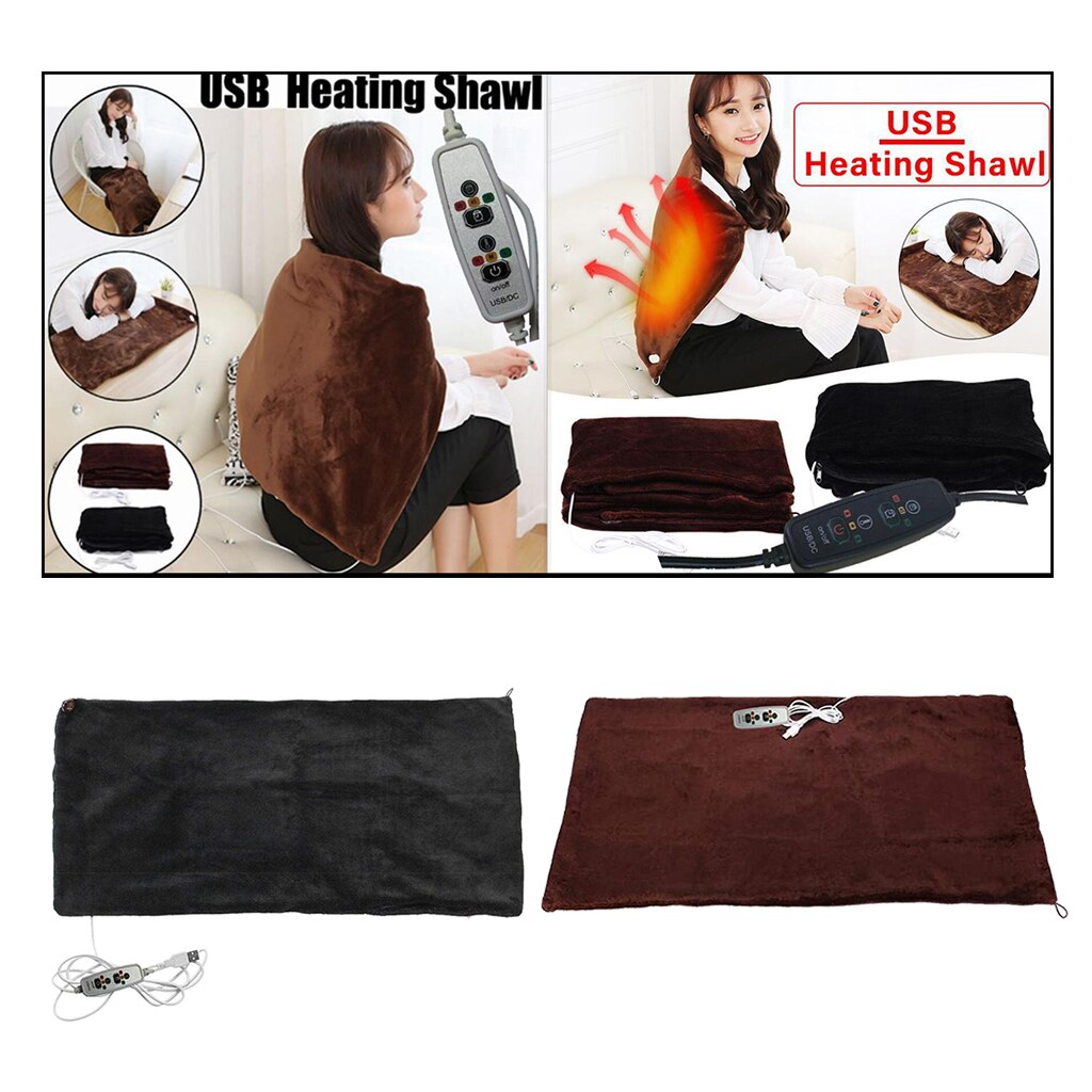 USB Heated Shawl Lap Blanket, USB Heated Plush Thr... – Grandado