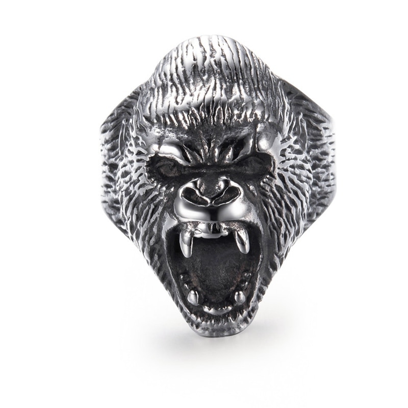 Men's Titanium steel Ring Vintage Animal Angry Gor... – Grandado