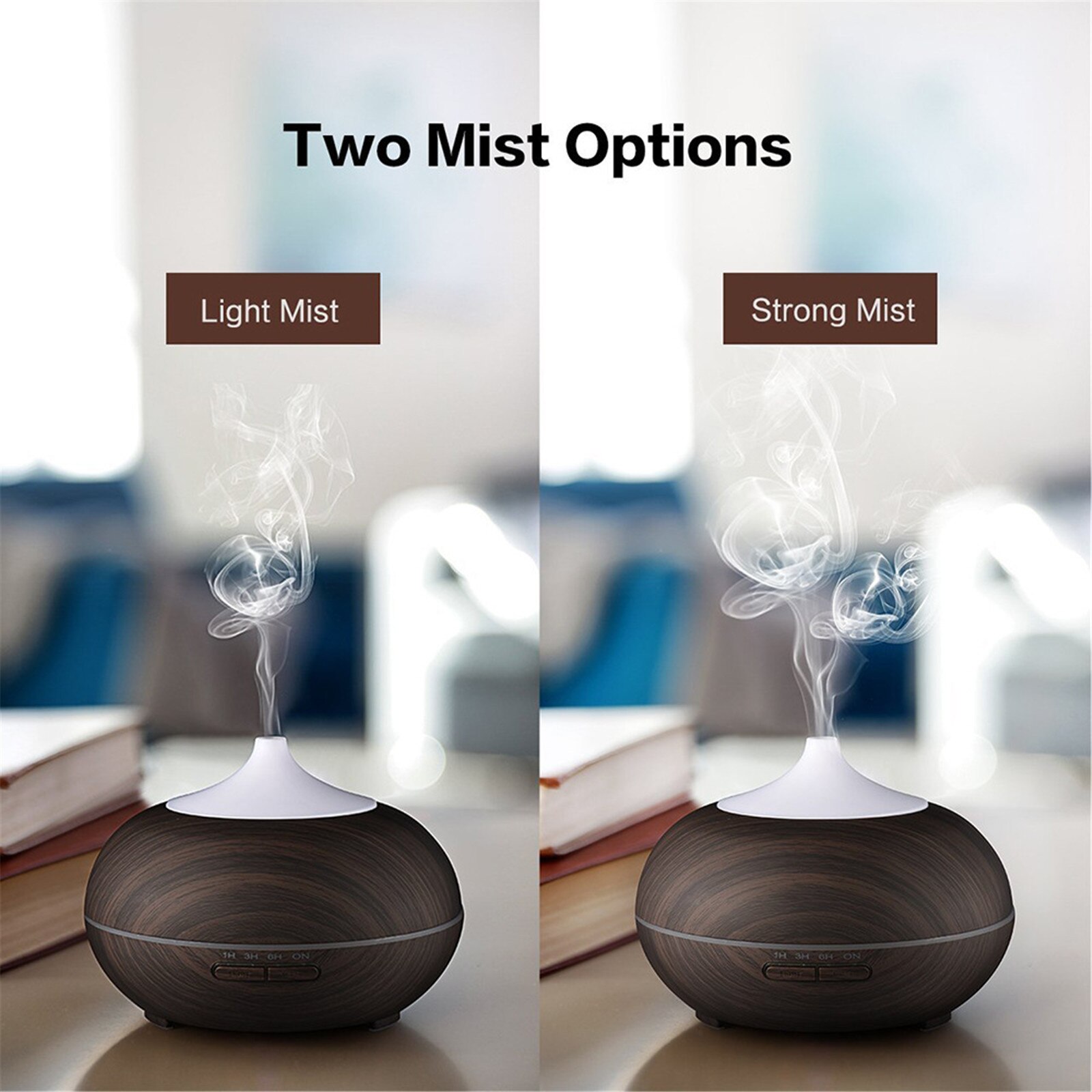 500ml Wood Grain Aroma Diffuser Mute Colorful Ligh... – Grandado